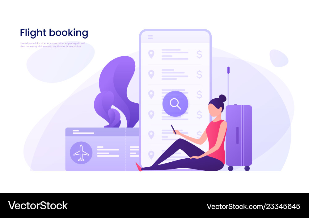 Flight tickets online booking concept Royalty Free Vector