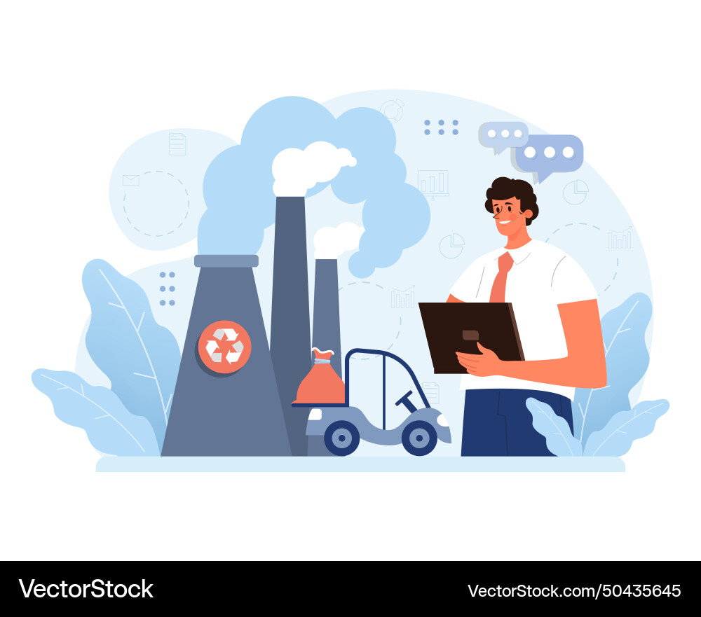 Industrial waste management concept flat Vector Image