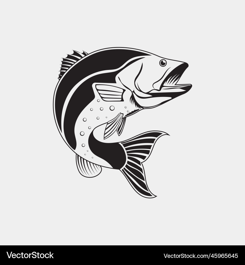 Jumping bass fish Royalty Free Vector Image - VectorStock