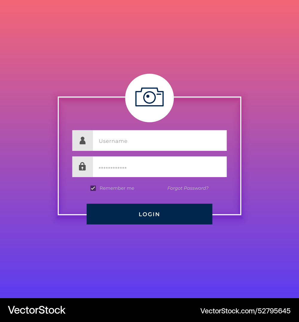 Modern Login Checkbox Form Template For Business Vector Image