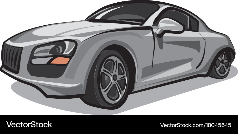 Silver sport car Royalty Free Vector Image - VectorStock