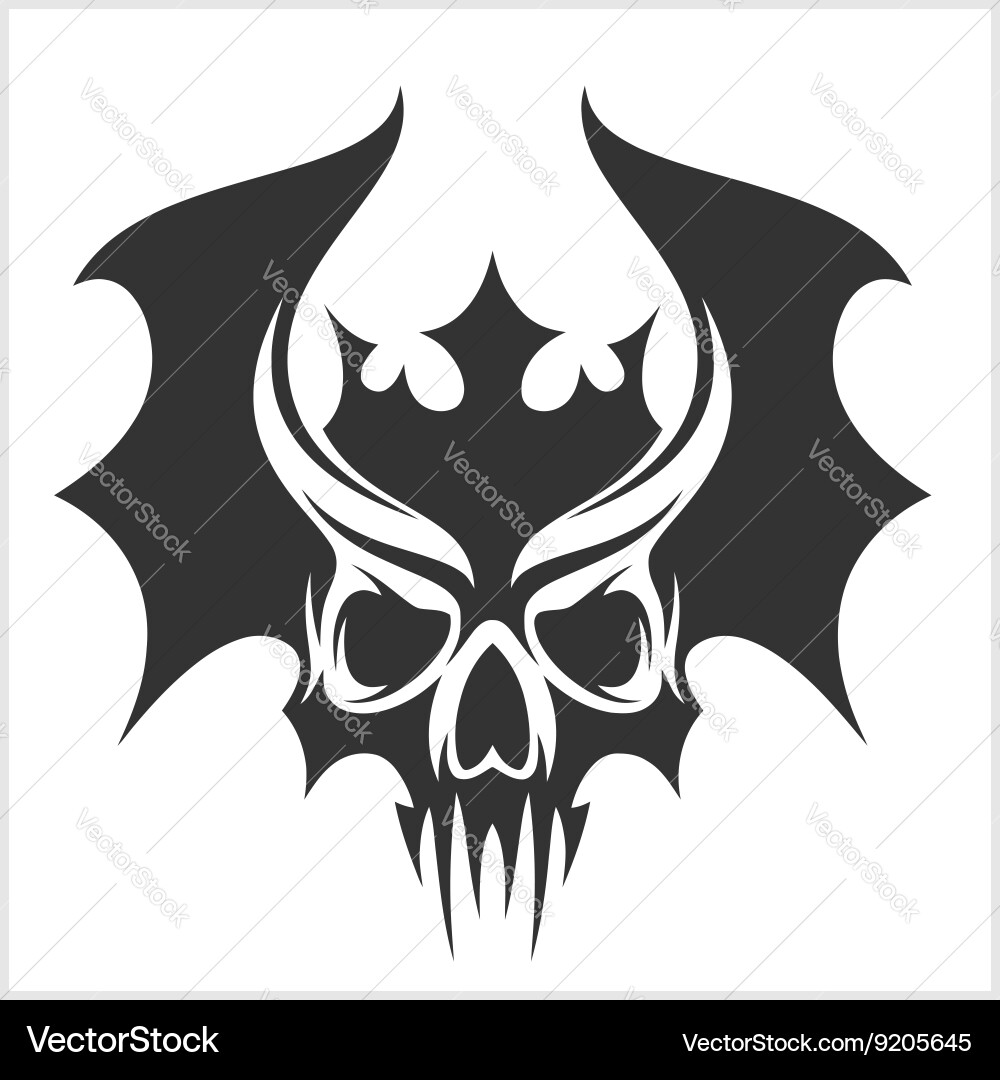 Skull with bat wings and a crown Royalty Free Vector Image