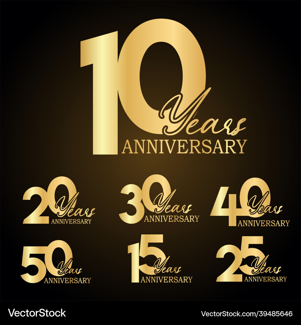 A collection of various anniversary labels design Vector Image