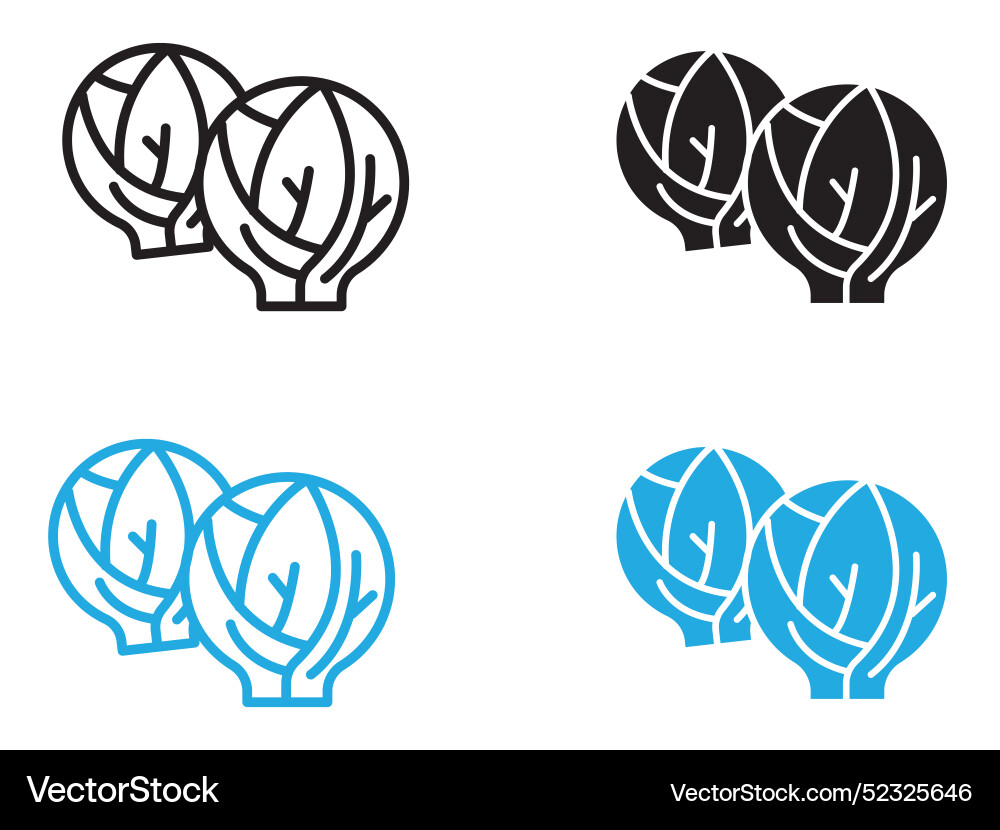 Brussels sprouts cabbage icon black and white Vector Image
