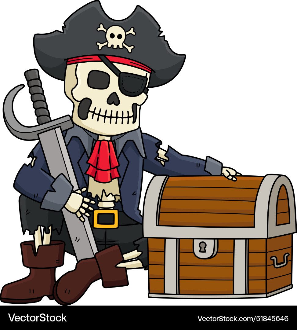 Dead pirate cartoon colored clipart Royalty Free Vector