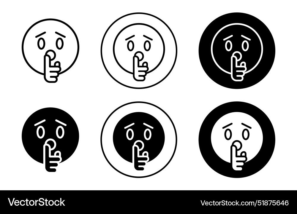 Emoticon making silence icon outline flat Vector Image