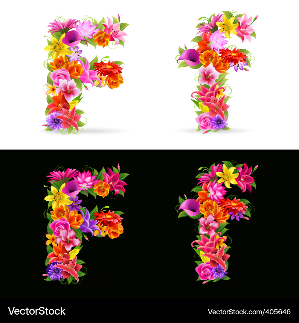 Floral Alphabet Font Royalty Free Vector Image