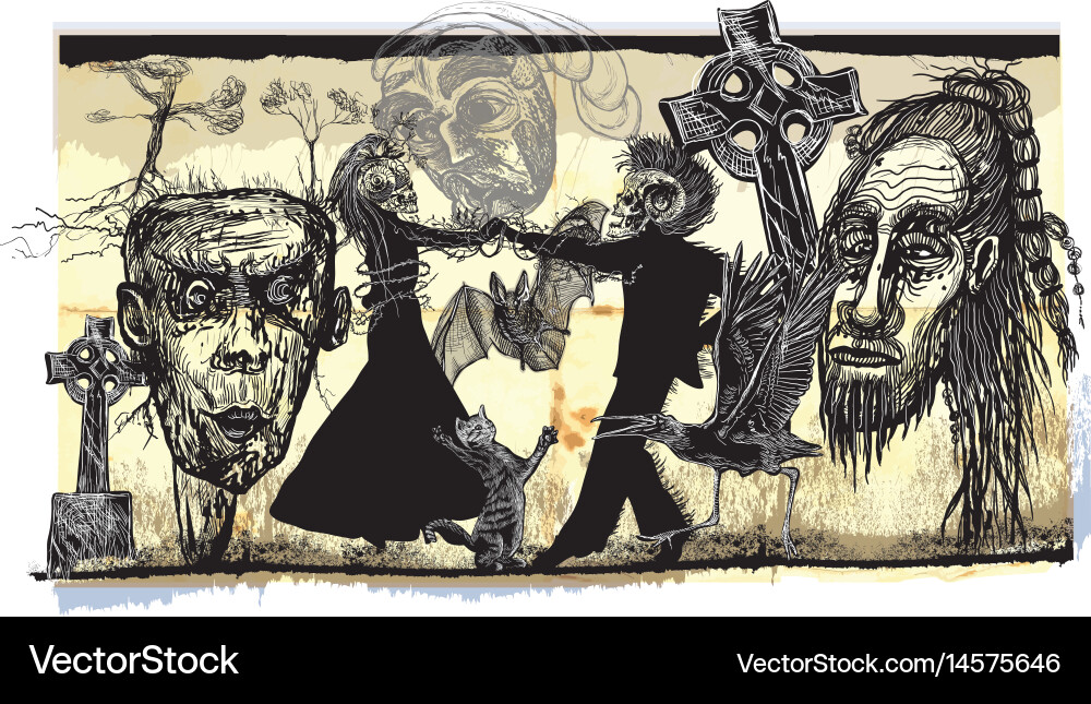 Midnight dancers voodoo night - an hand drawn Vector Image