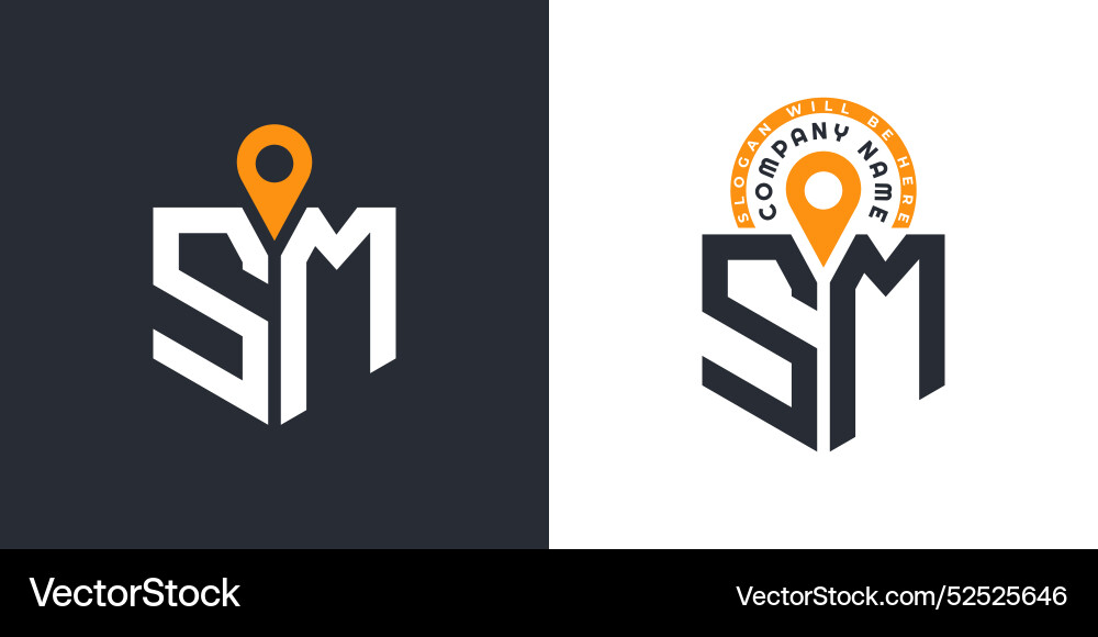 Sm location logo bundle letter dual icons Vector Image