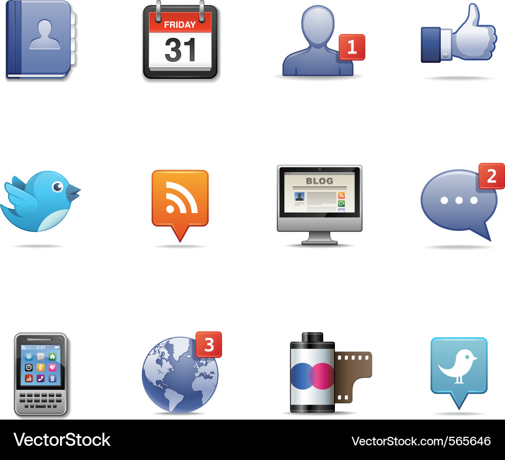 Social Media Icons Pack Royalty Free Vector Image