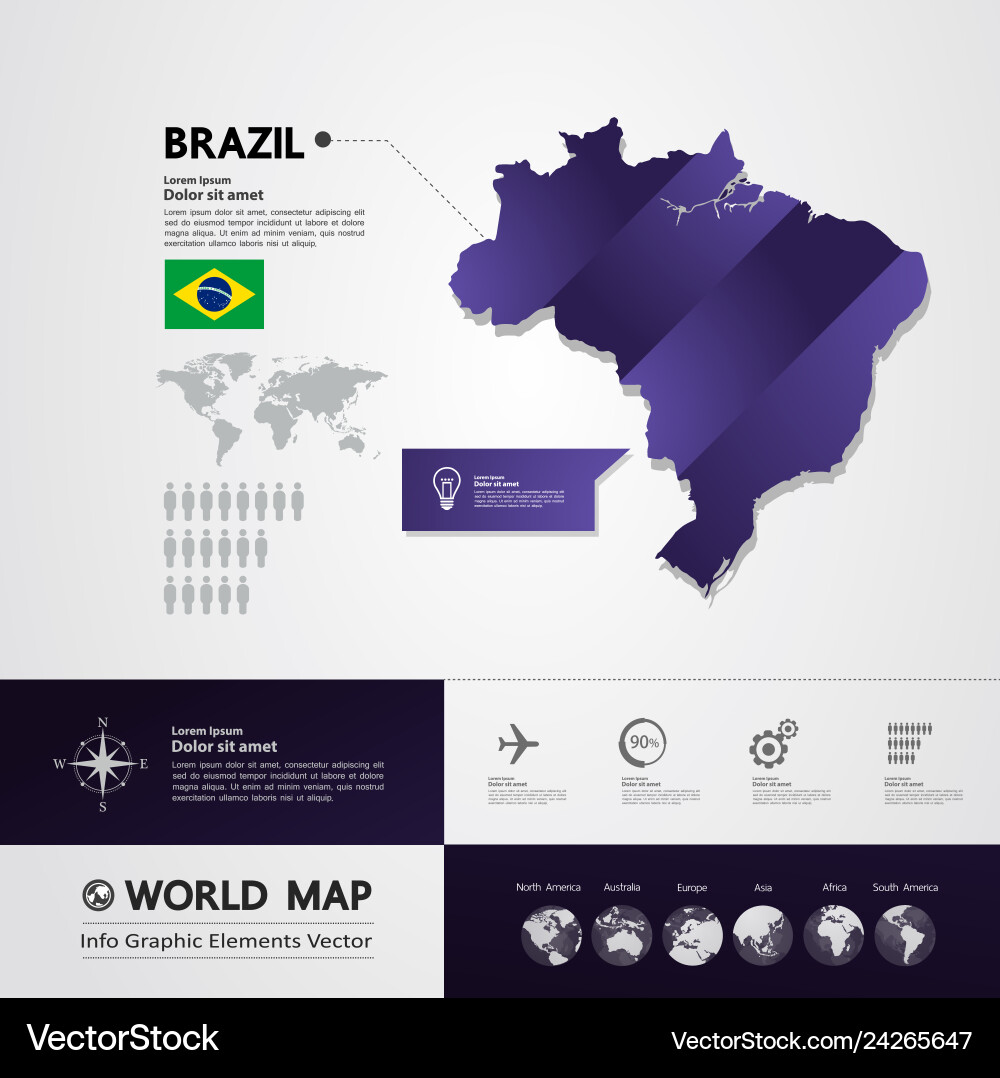 Brazil map Royalty Free Vector Image - VectorStock