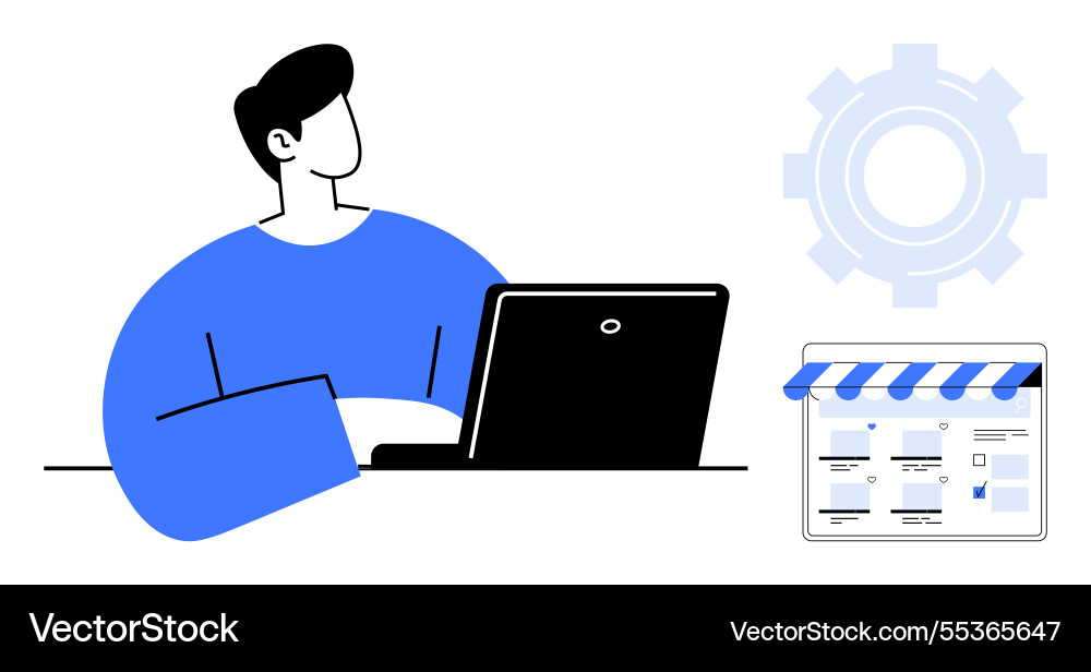 Businessperson managing online store operations Vector Image