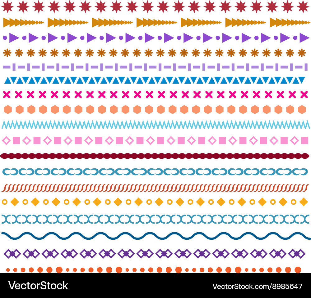 Colored line borders pattern brushes Royalty Free Vector