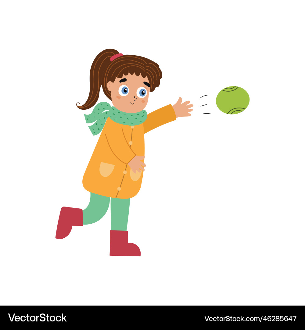 Girl Throwing Ball Outdoors Royalty Free Vector Image