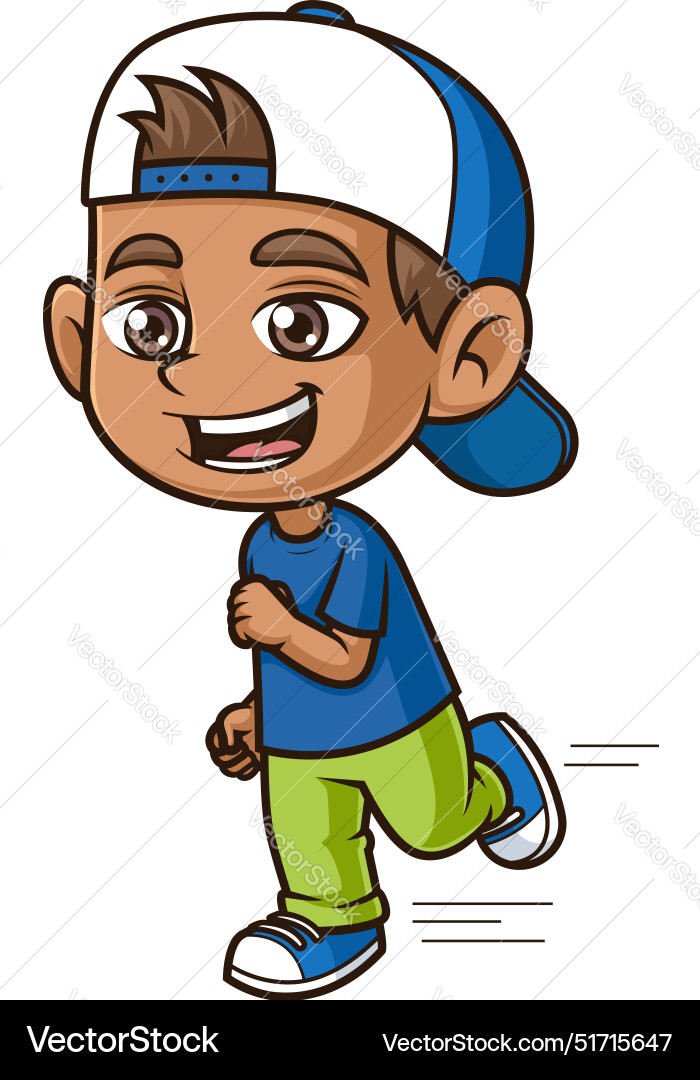 Hispanic boy running fast cartoon Royalty Free Vector Image