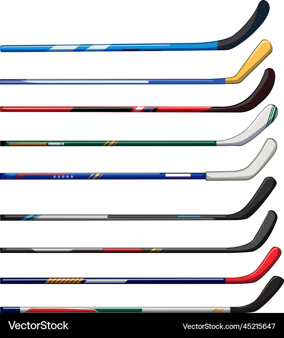 Hockey stick set cartoon Royalty Free Vector Image