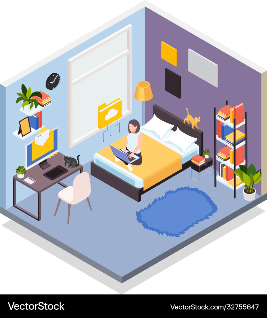 Home Office Isometric Composition Royalty Free Vector Image
