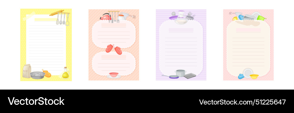 Recipe card form for writing as cookbook sheet Vector Image