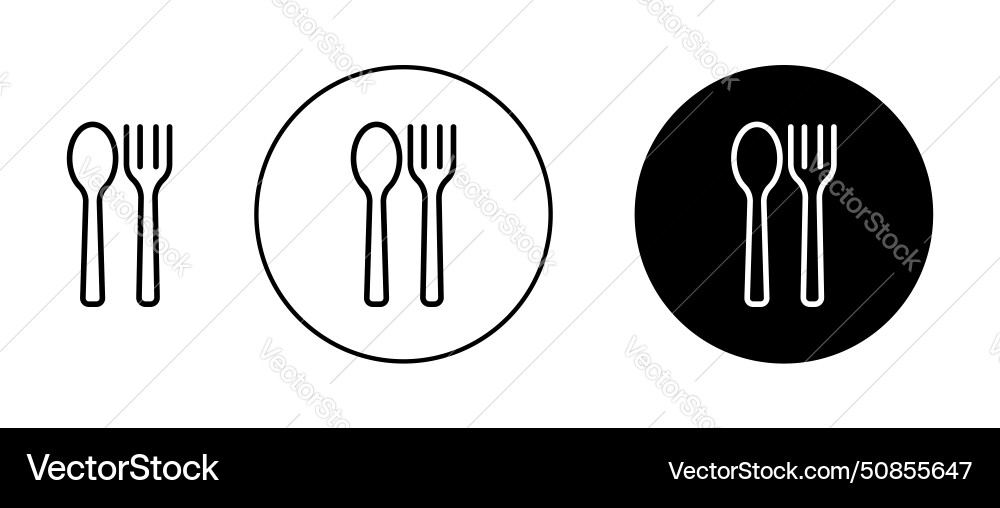 Spoon and fork icon set cutlery dinner meal Vector Image