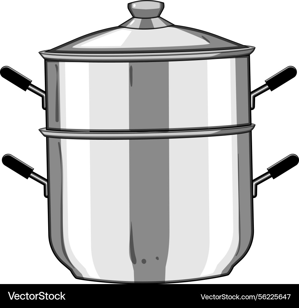 Stainless steamer pot cartoon Royalty Free Vector Image