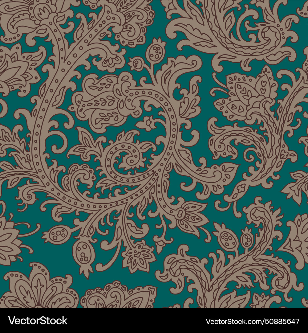 Teal vintage floral pattern Royalty Free Vector Image