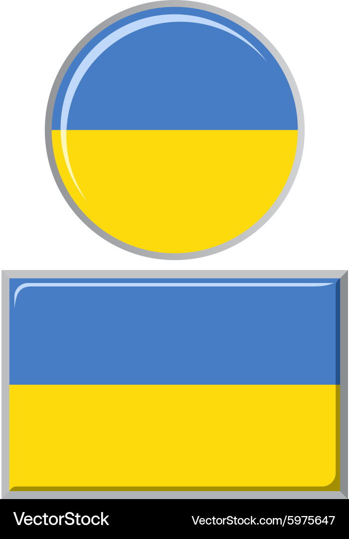 Ukrainian round and square icon flag Royalty Free Vector