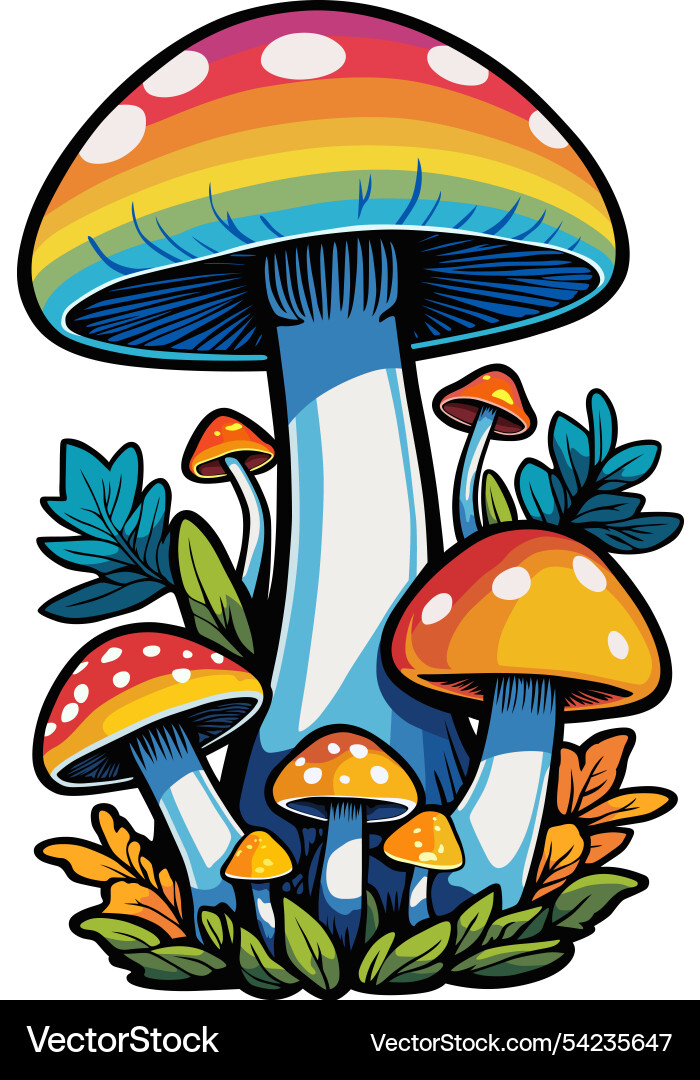 Vibrant Mushroom Cluster Royalty Free Vector Image