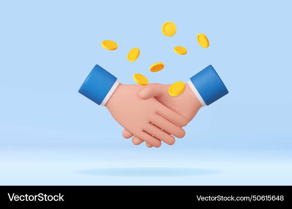 3d handshake finance deal Royalty Free Vector Image