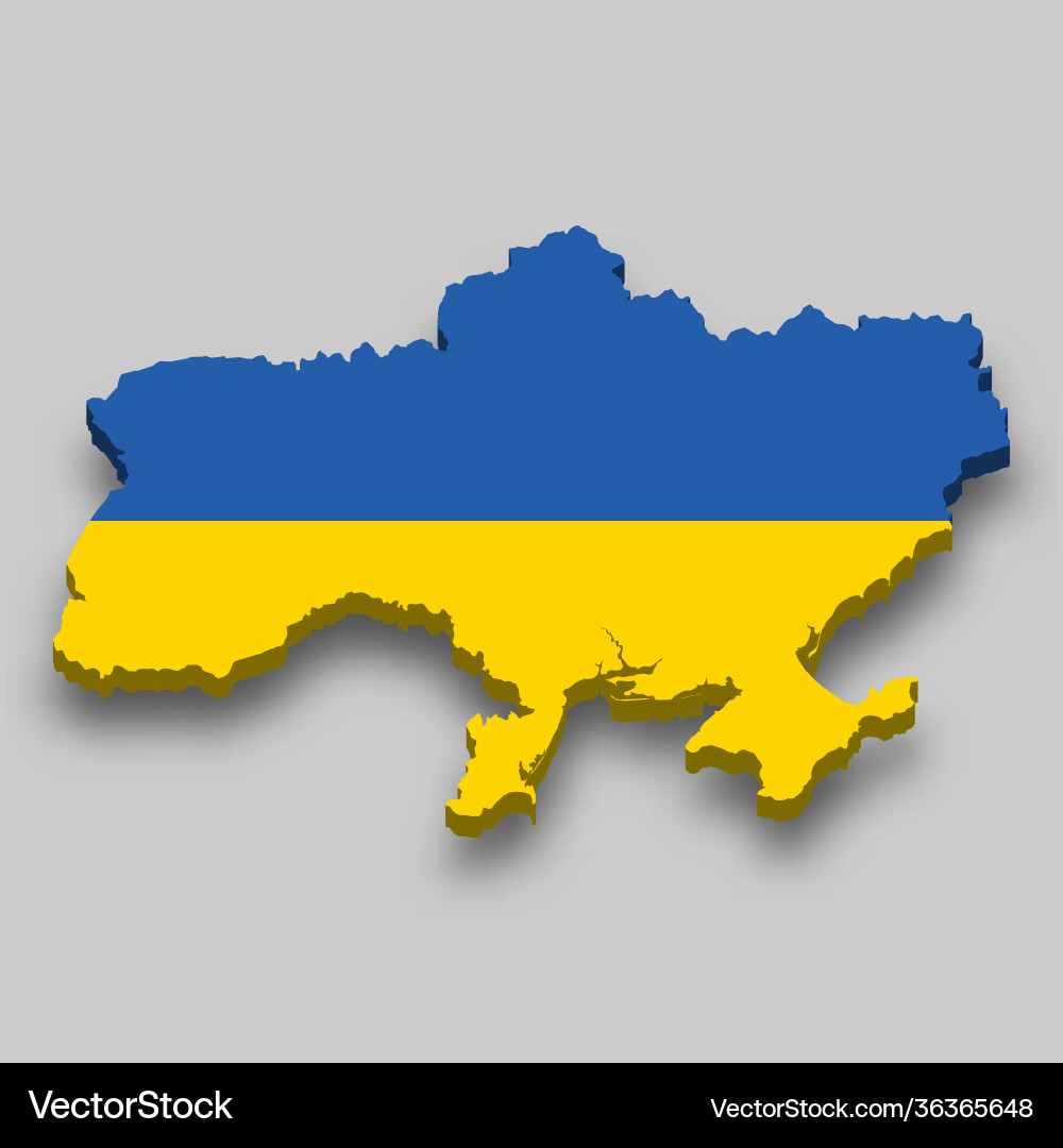3D Ukraine Map with Flag Royalty Free Vector Image