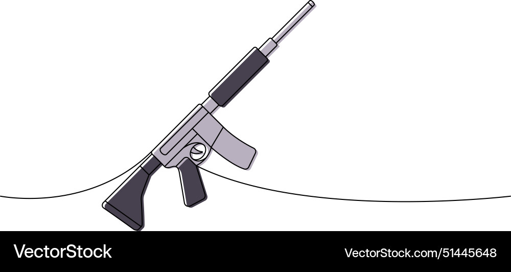 Automatic assault rifle one line colored Vector Image