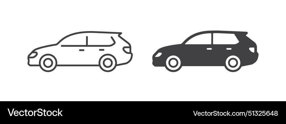 Crossover car icons in line and solid styles flat Vector Image