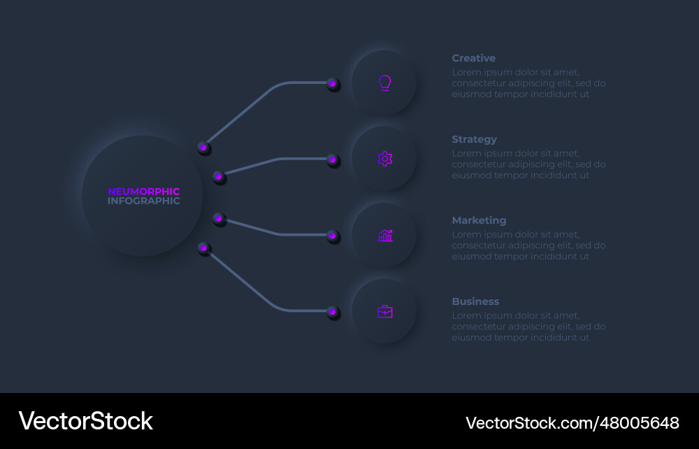Dark neumorphism infographic flowchart design Vector Image