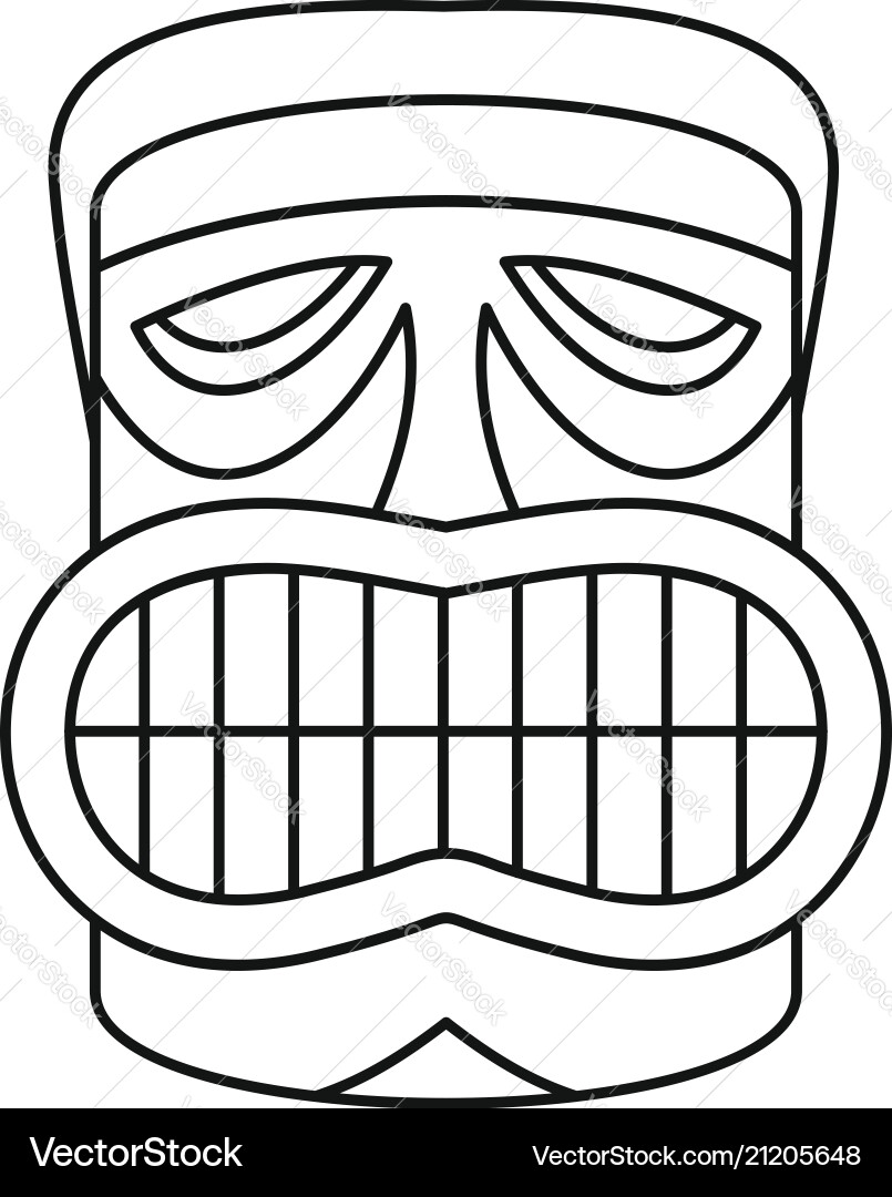 Hawaii idol face icon outline style Royalty Free Vector