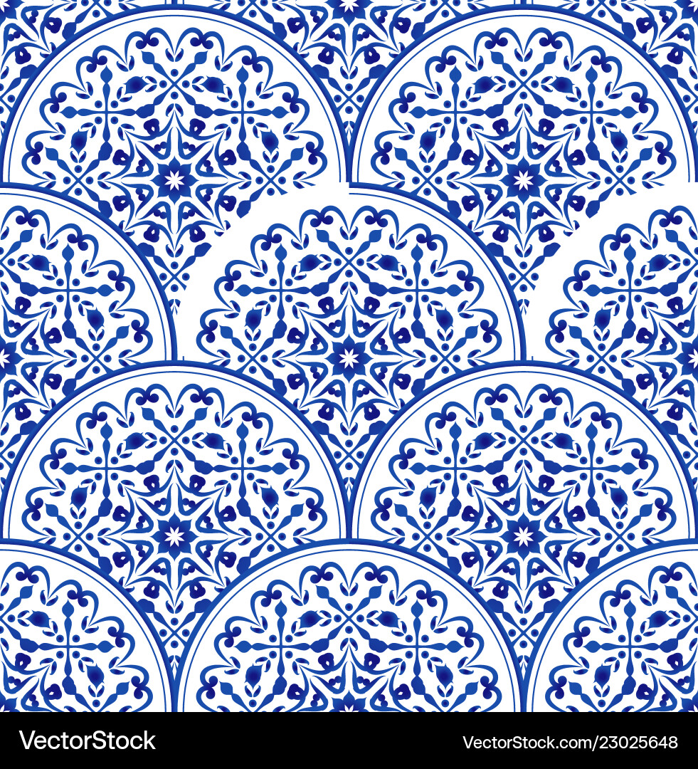 Porcelain blue pattern Royalty Free Vector Image