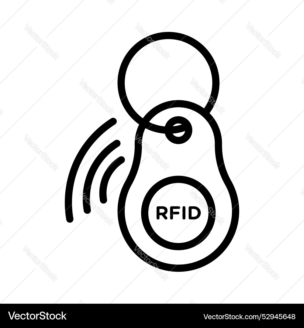 Rfid key tag line icon isolated on white Vector Image