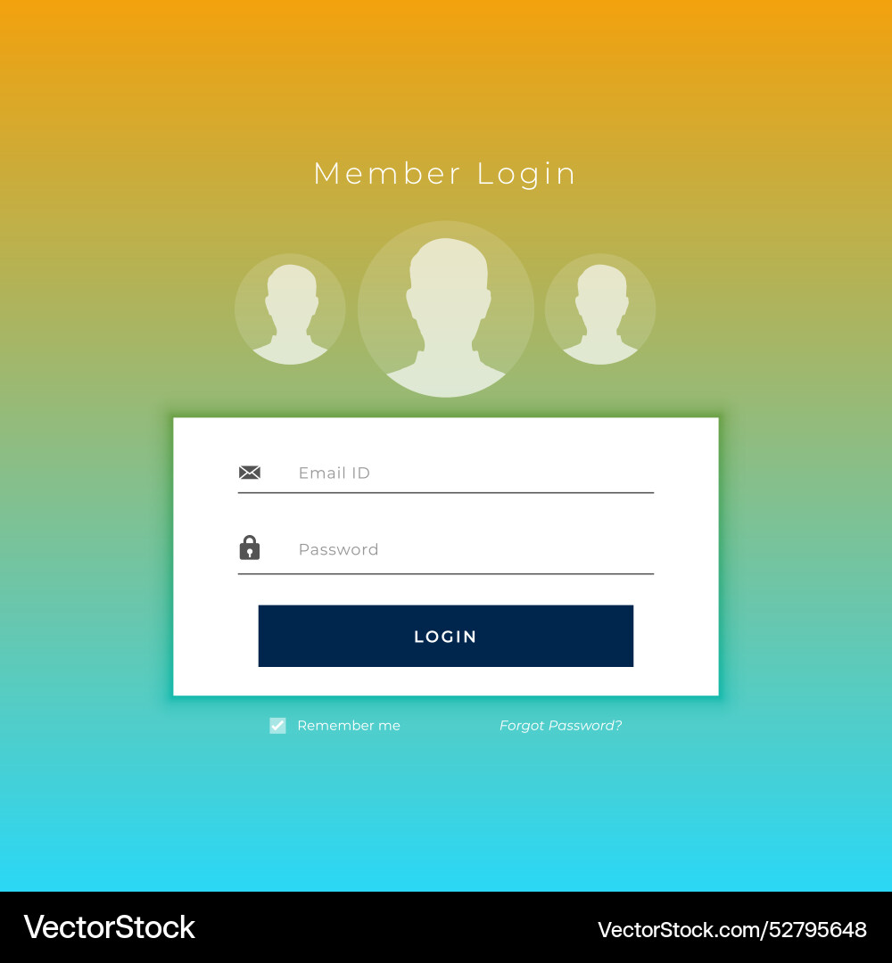 Secure login page screen template with username Vector Image Secure login page screen template with username Vector Image