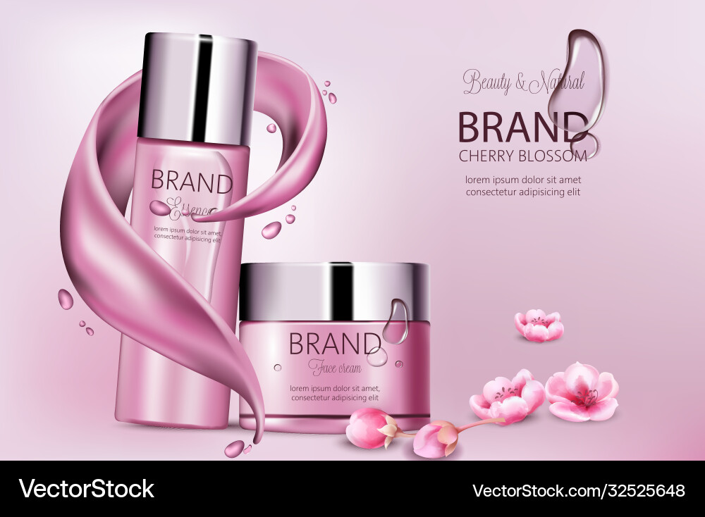 Set cosmetics with essence and face cream Vector Image