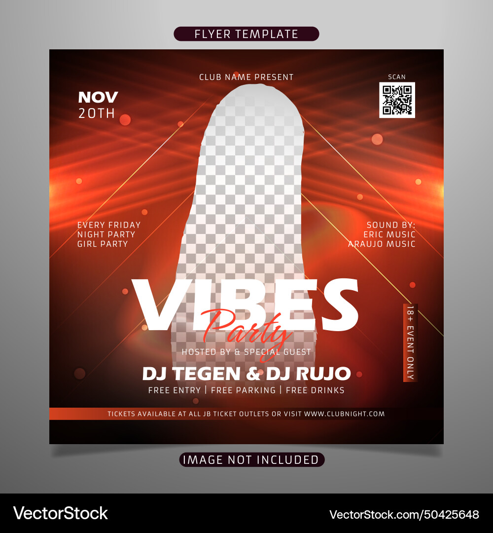Vibes party flyer template Royalty Free Vector Image