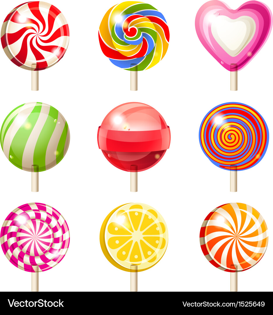 9 Lollipop-Symbole Lizenzfreies Vektorbild - VectorStock