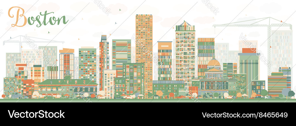 Abstract boston skyline with color buildings Vector Image