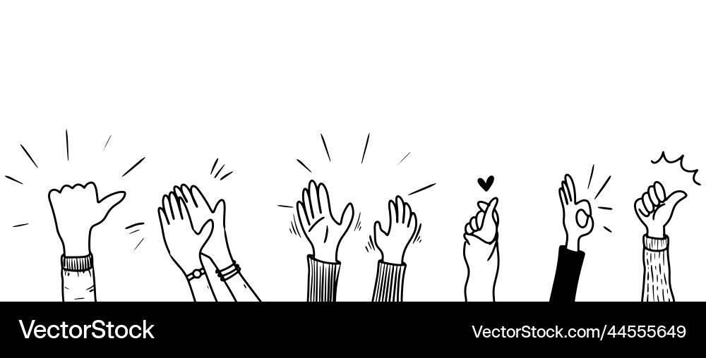Applause hand draw doodle clapping ovation Vector Image