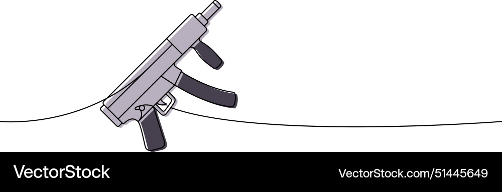 Assault rifle one line colored continuous drawing Vector Image