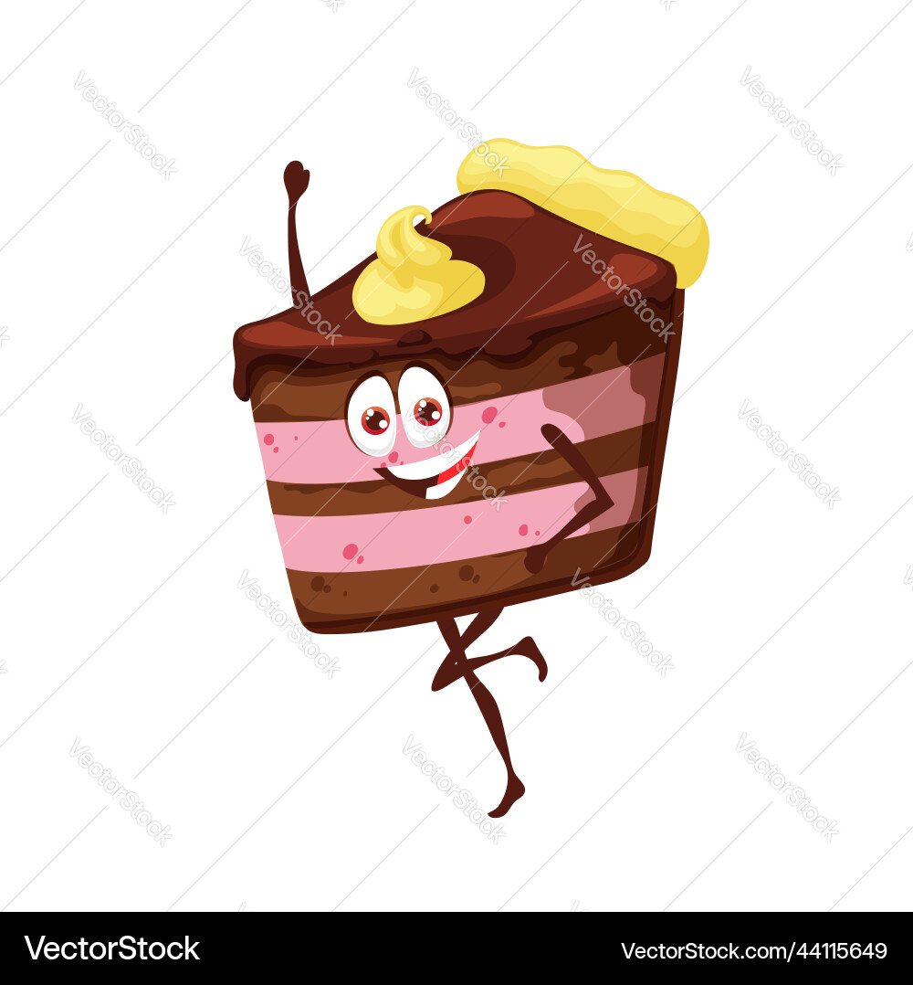 Cartoon chocolate pie character with lemon cream Vector Image