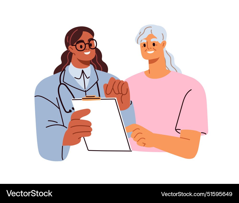 Doctor consulting senior patient physician Vector Image