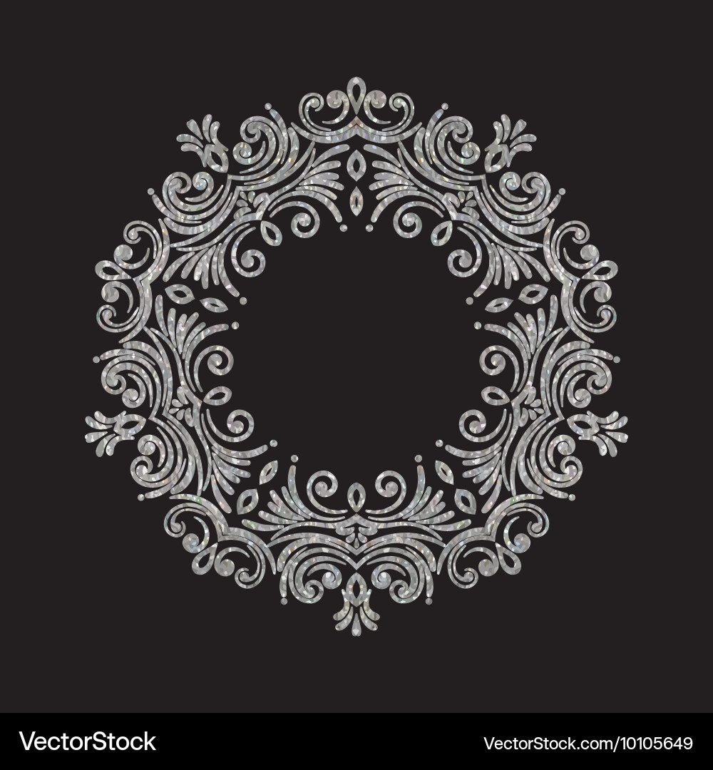 Elegant luxury vintage circle silver floral frame Vector Image