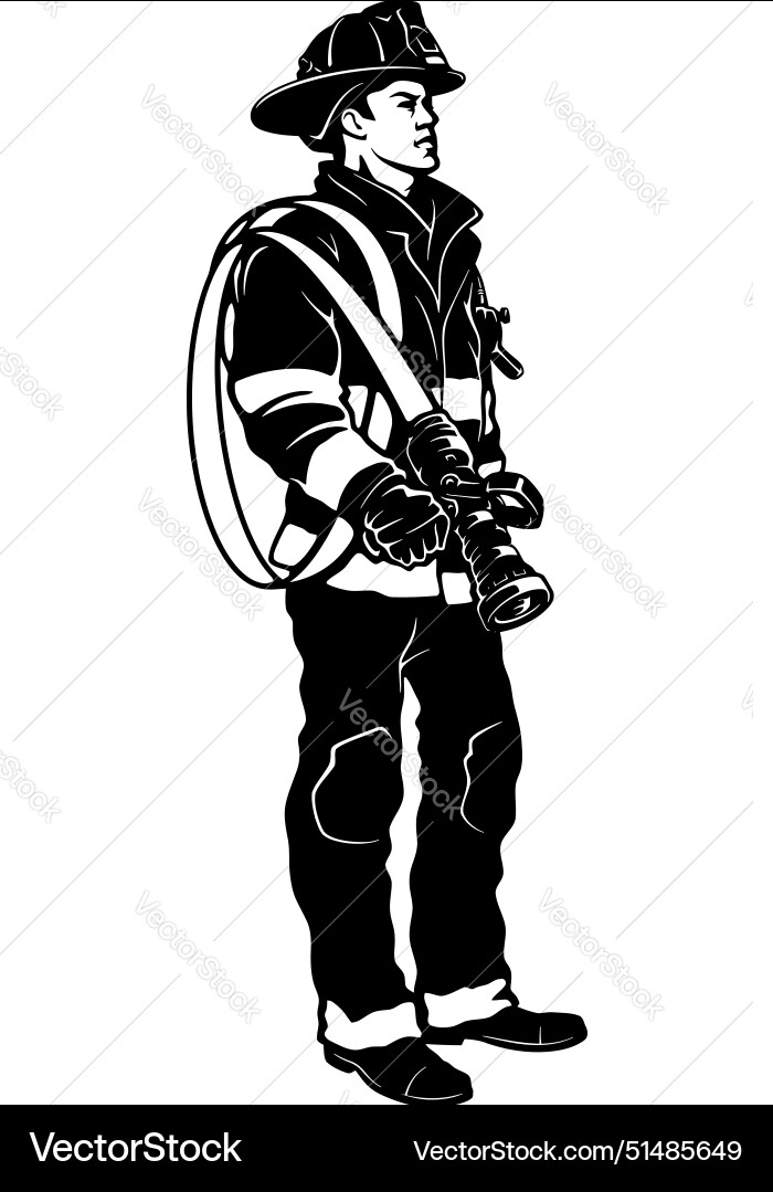 Fireman firefighter stencil black Royalty Free Vector Image