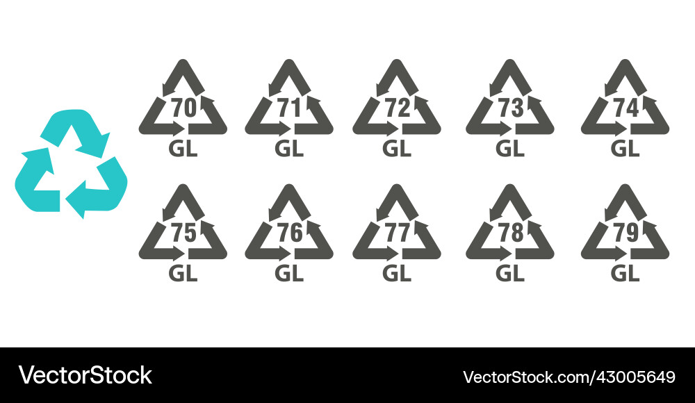 Glass recycling codes identification Royalty Free Vector