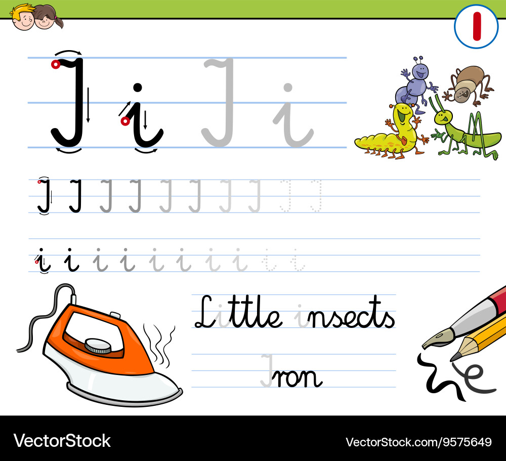 How to write letter i Royalty Free Vector Image