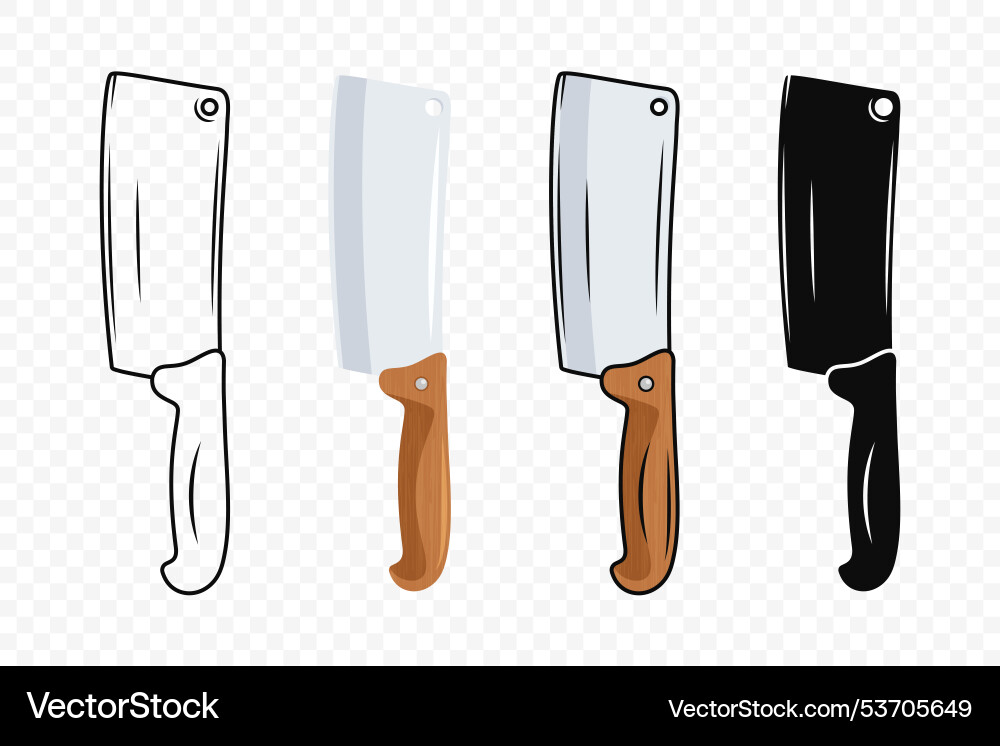 Kitchen knife icon set chef knife with Royalty Free Vector