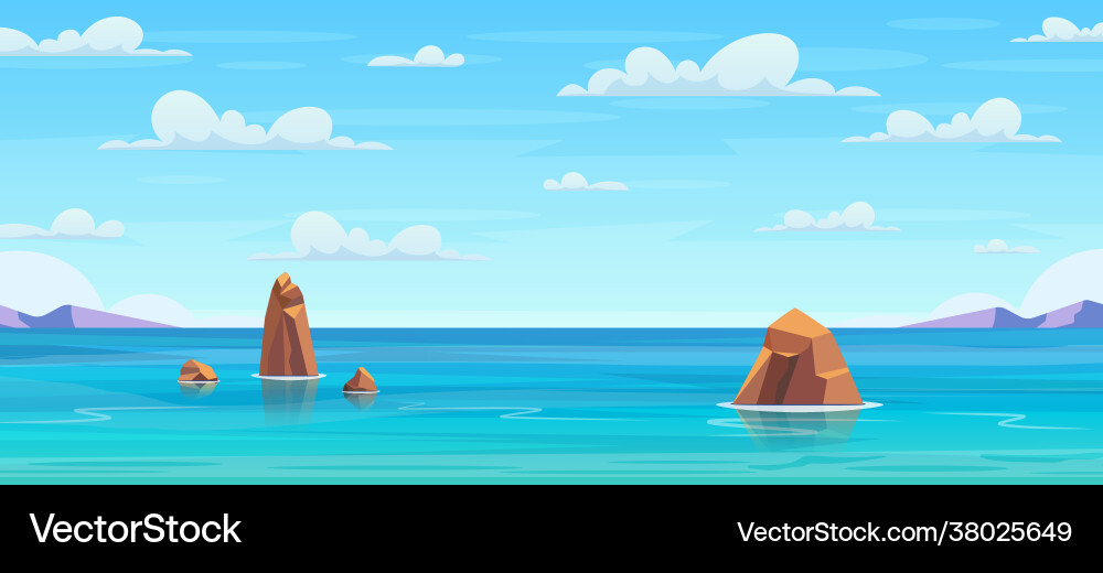 Ocean Seascape with Rocks Royalty Free Vector Image